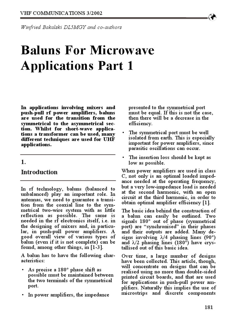 LC balun design for microwave power amplifiers | PDF | Amplifier ...