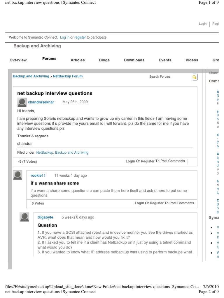 Net Backup Interview Questions Symantec Connect | PDF | Backup | Information Retrieval