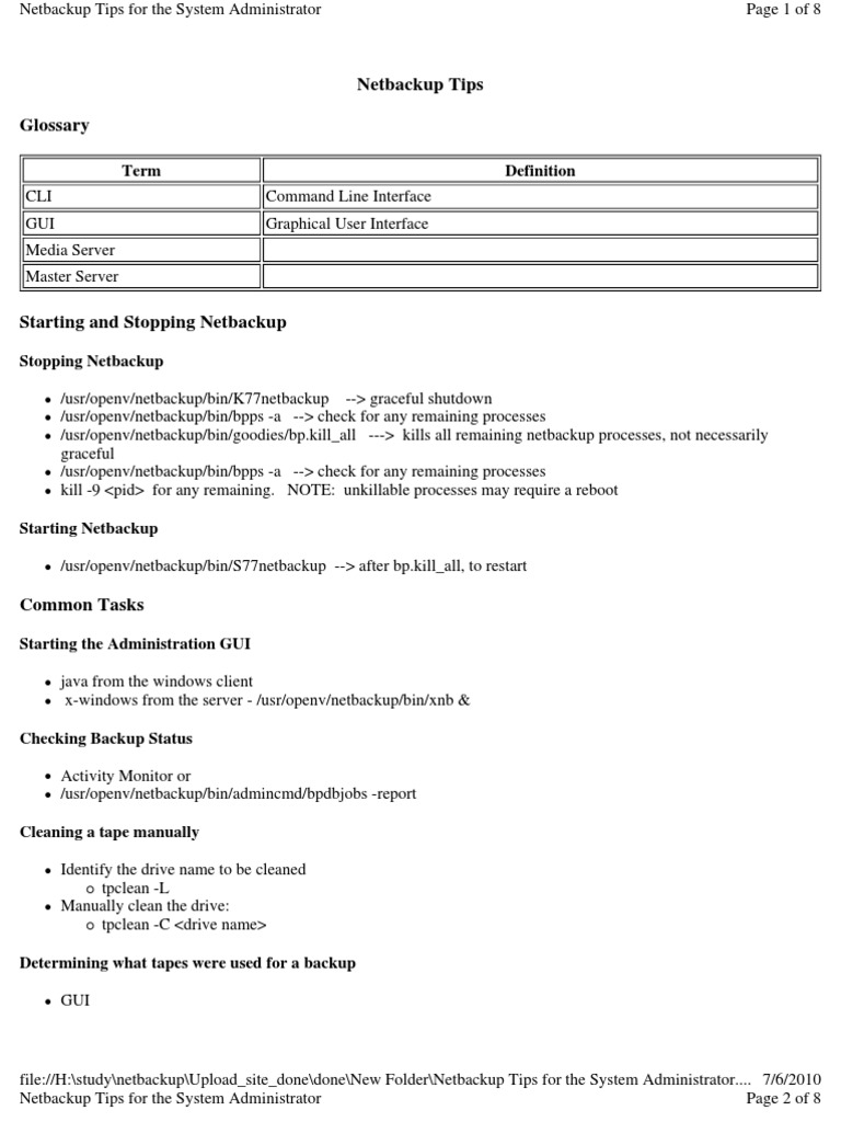 Netbackup Tips For The System Administrator | PDF | Backup | Directory (Computing)