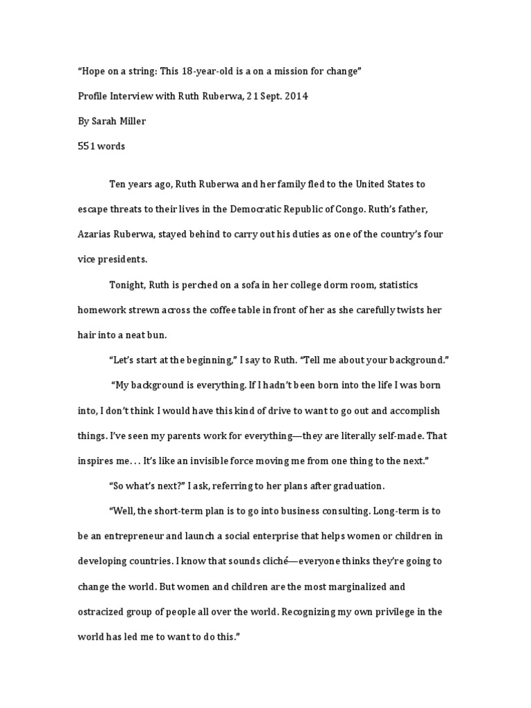 Profile Interview Article - Feature Writing | PDF