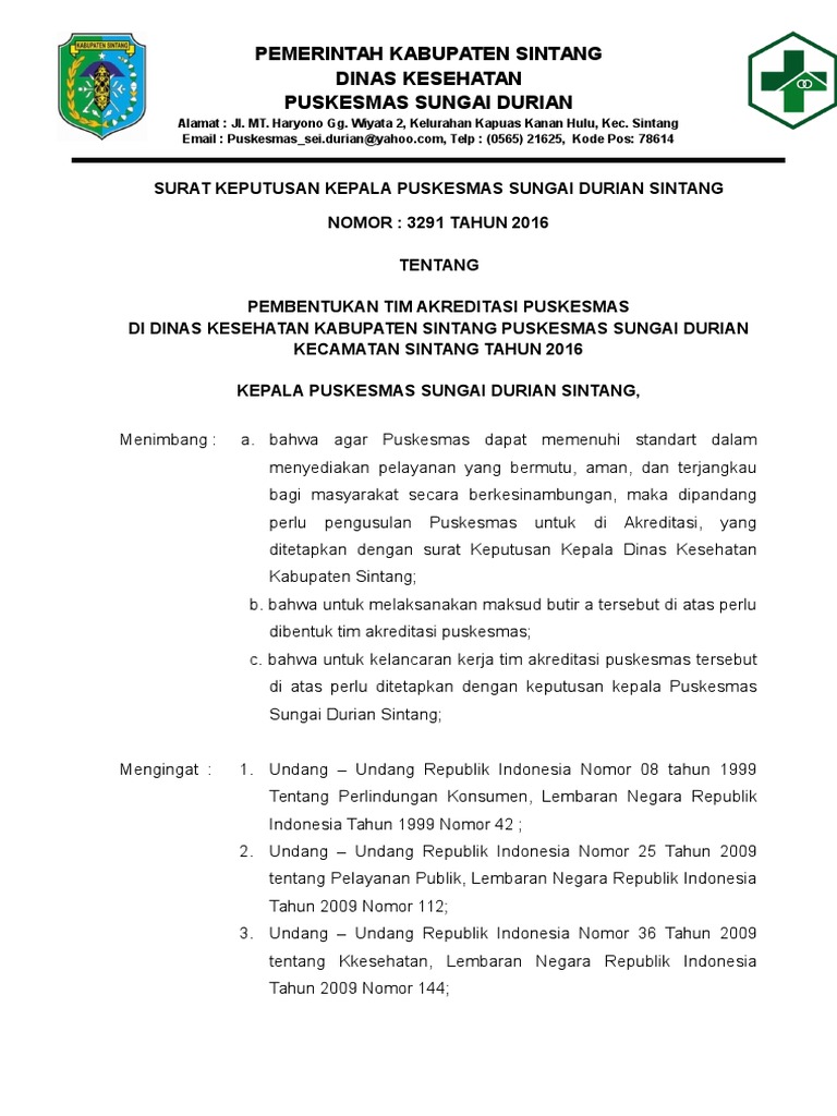 Contoh Format SK Dengan Lampiran