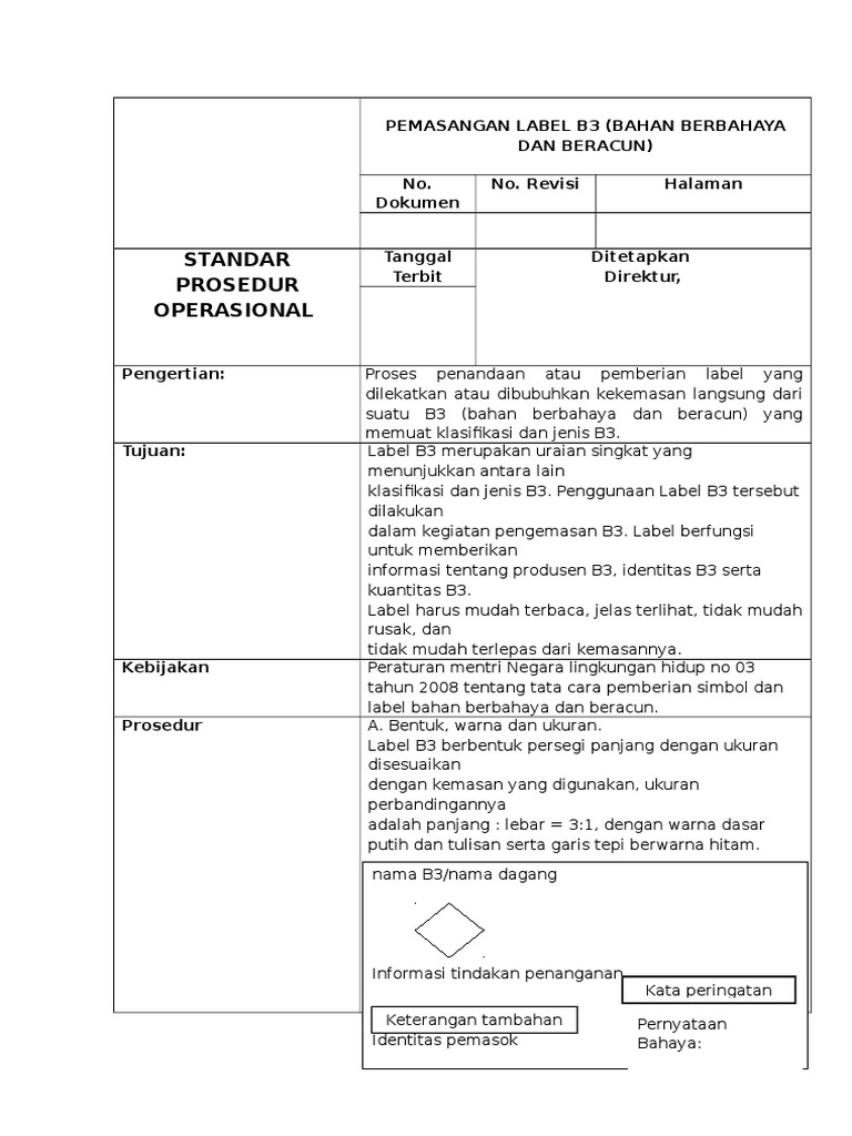 Sop Pemasangan Label b3 | PDF