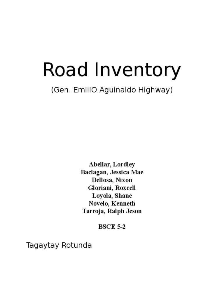 Comprehensive Road Inventory List | PDF