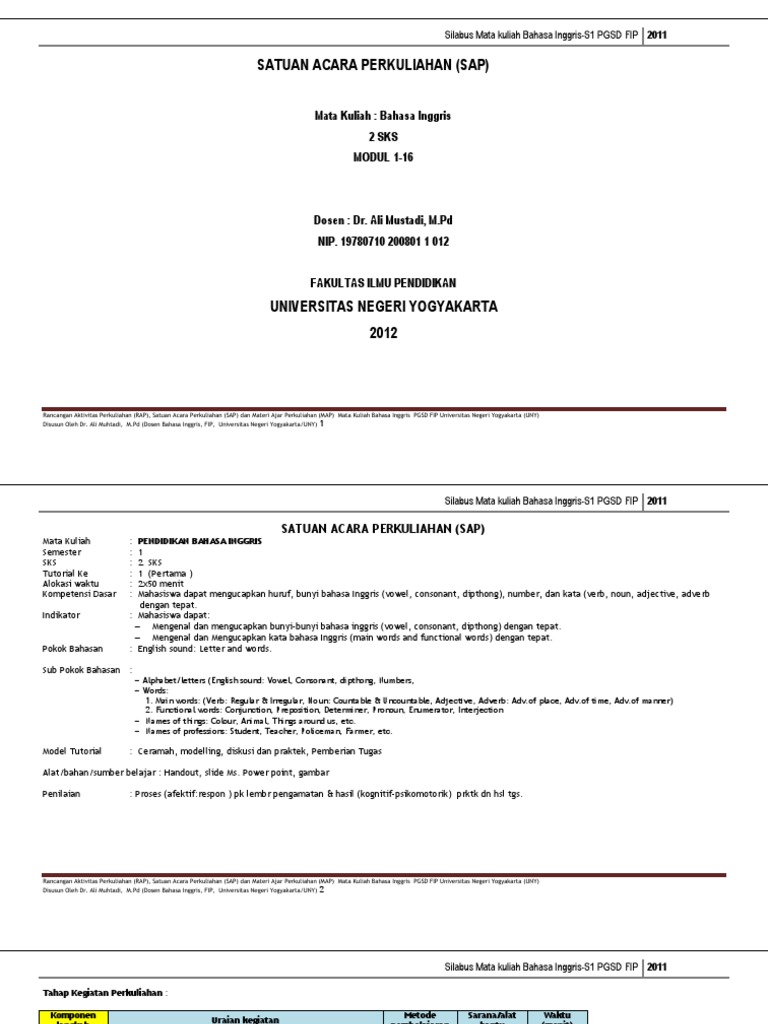 SAP Bahasa Inggris 1 PDF | PDF