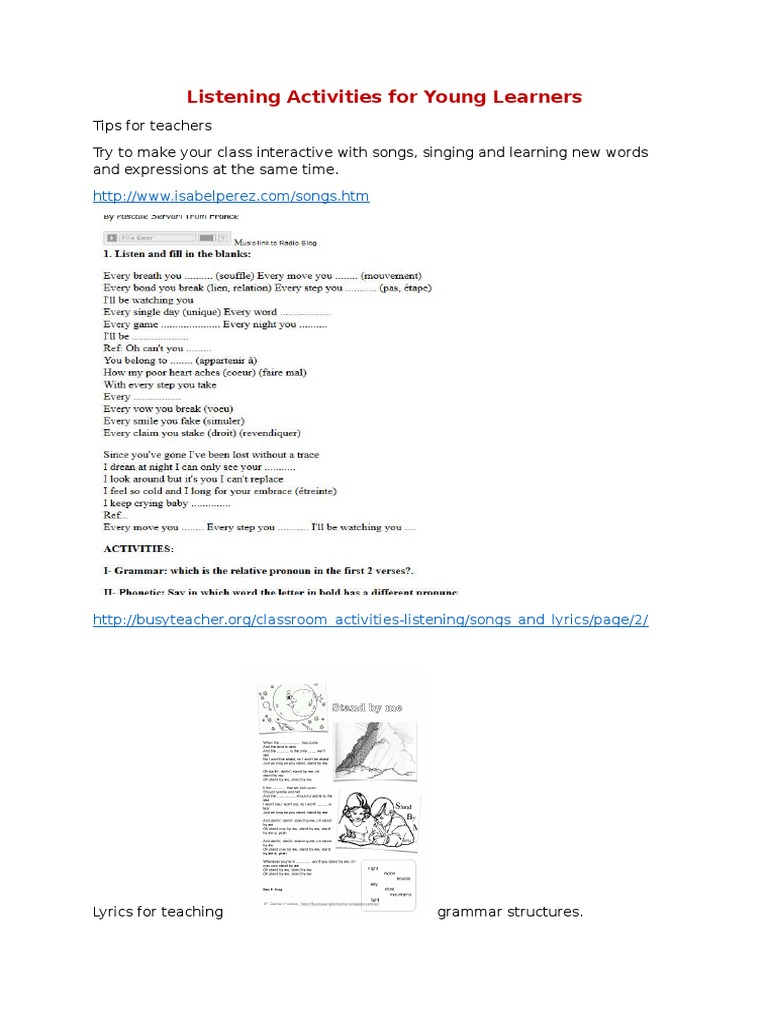 Interactive Listening Activities for Kids | PDF