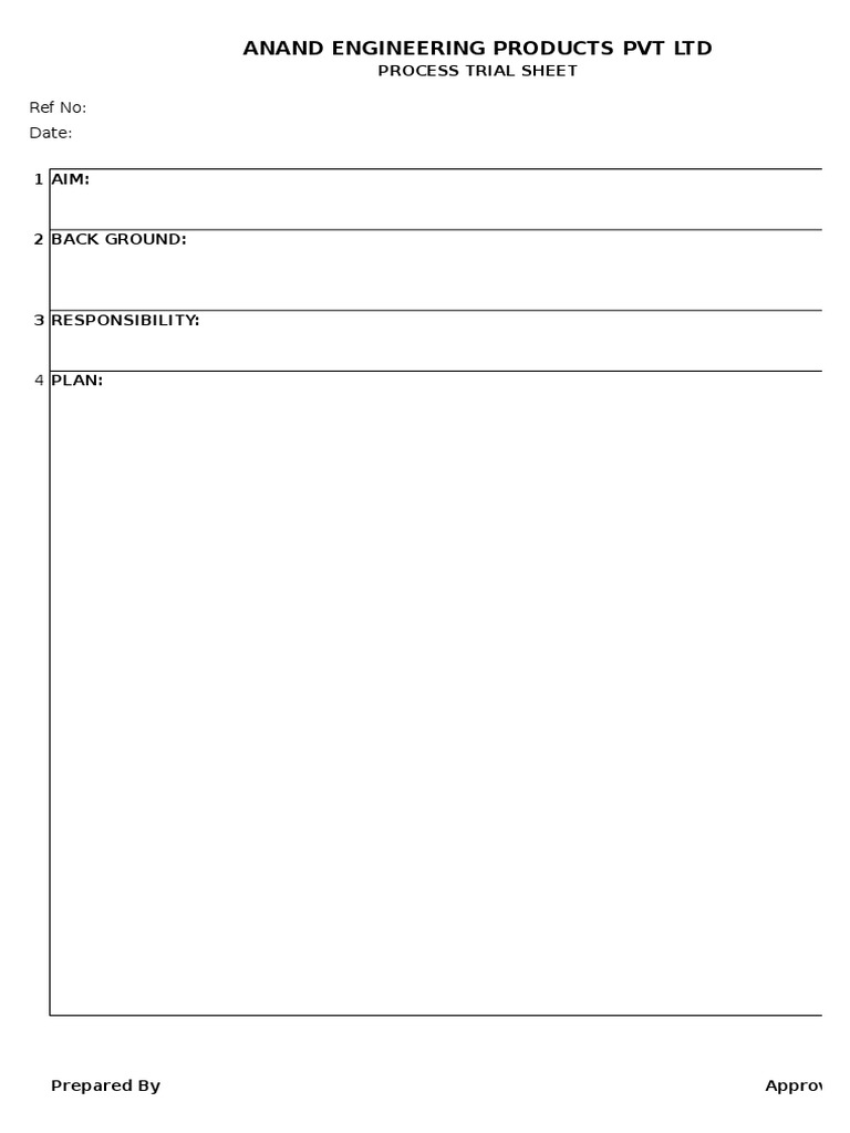 Anand Engineering Products PVT LTD: Process Trial Sheet | PDF