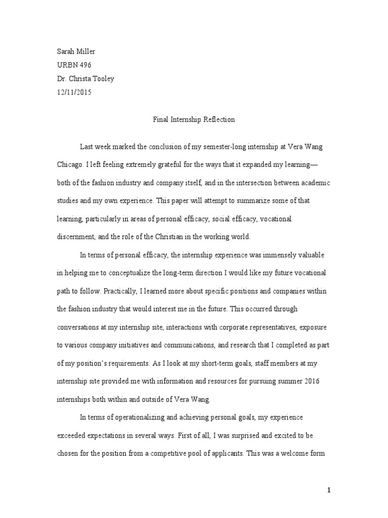 Internship Reflection Paper | PDF | Goal | Race (Human Categorization)