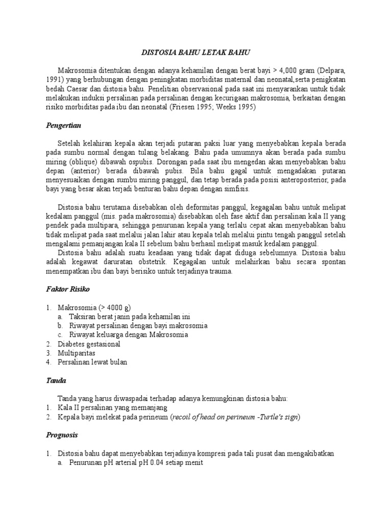 Risiko dan Penanganan Distosia Bahu | PDF