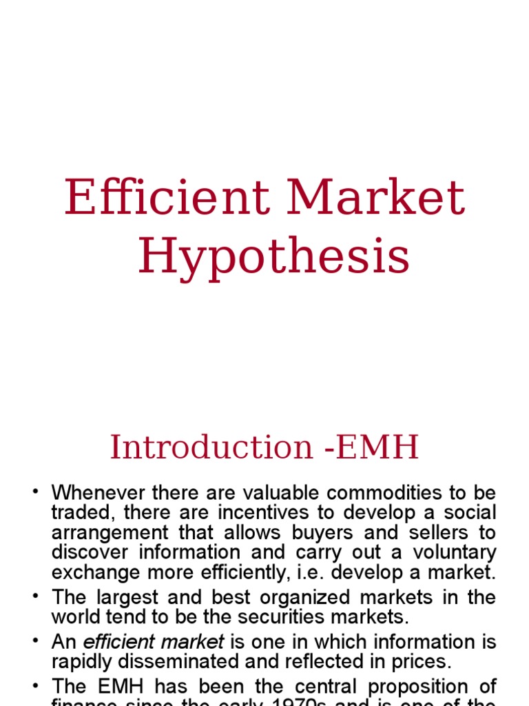 Understanding Efficient Market Hypothesis | PDF | Efficient Market ...