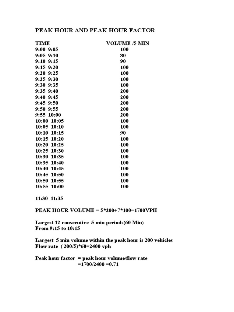 Peak Hour and Peak Hour Factor | PDF