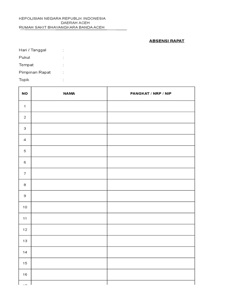 Absensi Panitia Kegiatan Sosialisasi Jabatan Fungsional Rumpun ...
