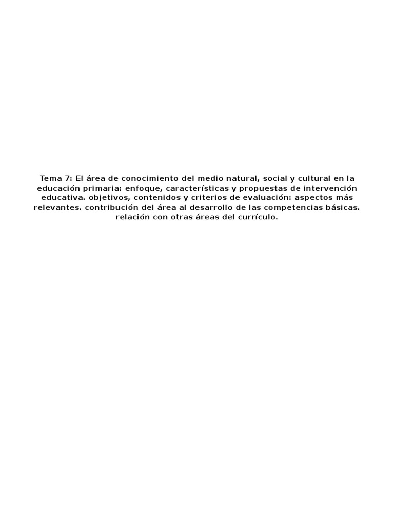 Tema 7 Oposiciones Primaria | PDF | Plan de estudios | Educación primaria