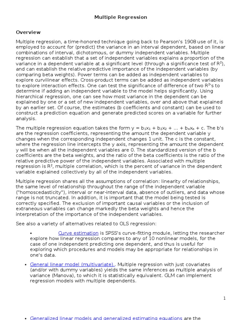 Multiple Regression: Curve Estimation | PDF | Regression Analysis | Errors And Residuals