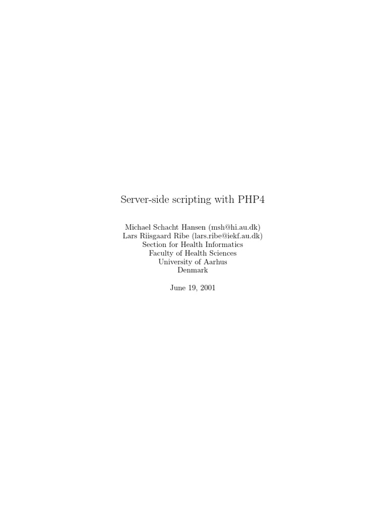 Server Side Scripting With Php4 Pdf Php Dynamic Web Page