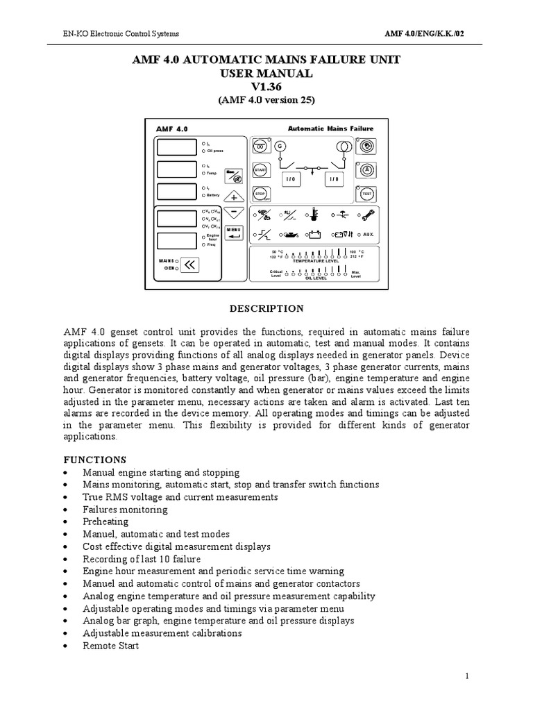 AMF 4.2 User Manual - en | PDF | Mains Electricity | Relay