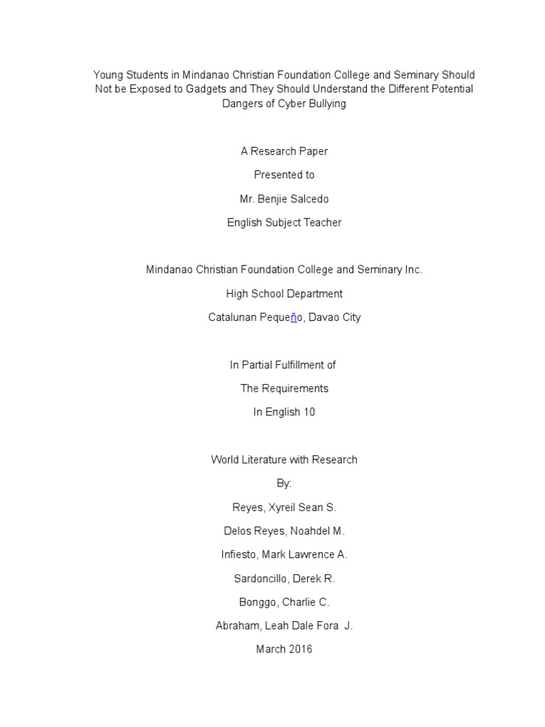 Thesis Sample | PDF | Social Networking Service | Cyberbullying