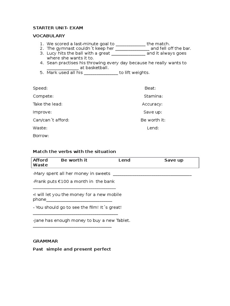 Mosaic 4 Eso Starter Unit | PDF | Leisure