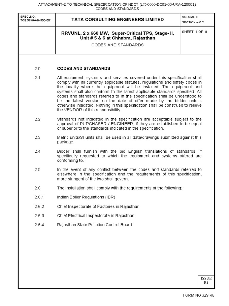 Tata Consulting Engineers Limited: Codes and Standards | PDF | Pipe ...