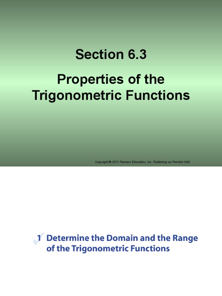 Section 6 3 Properties Of The Trigonometric Functions Pdf