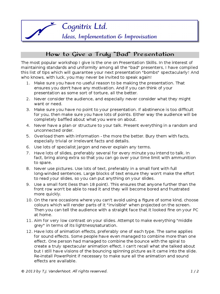 How To Give A Bad Presentation | PDF | Leisure