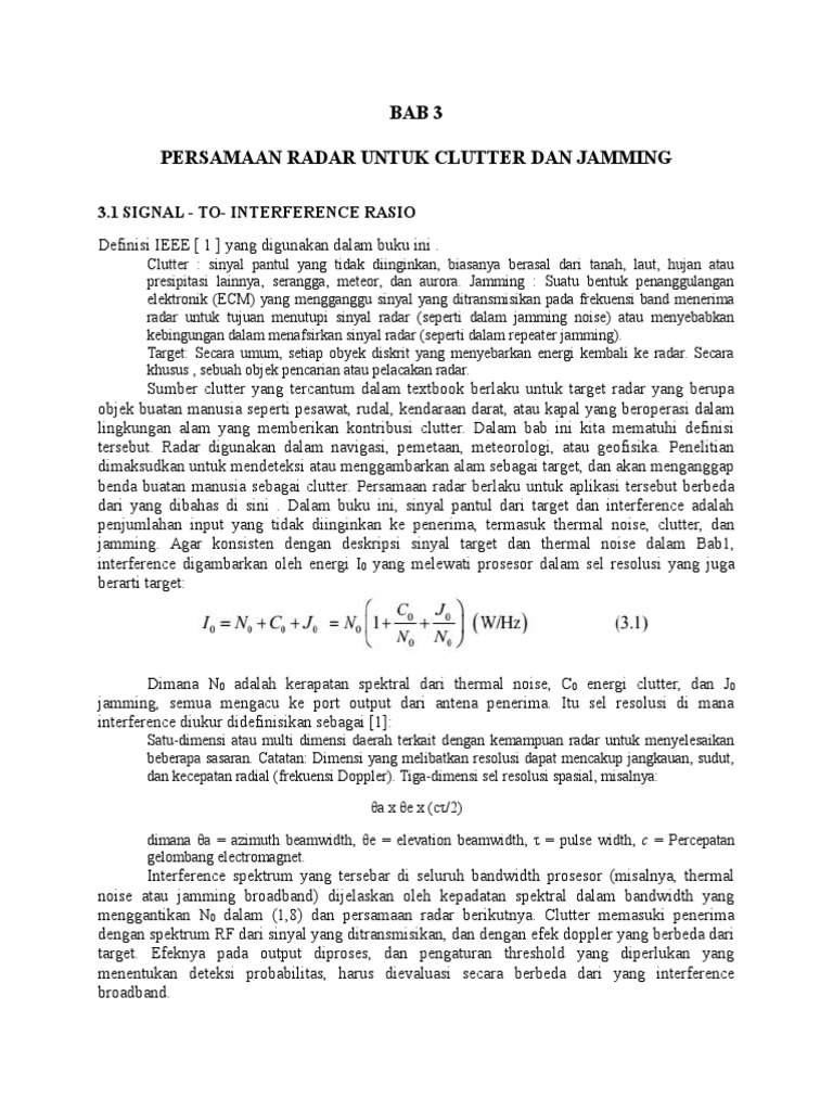Radar Equation For Clutter and Jamming | PDF