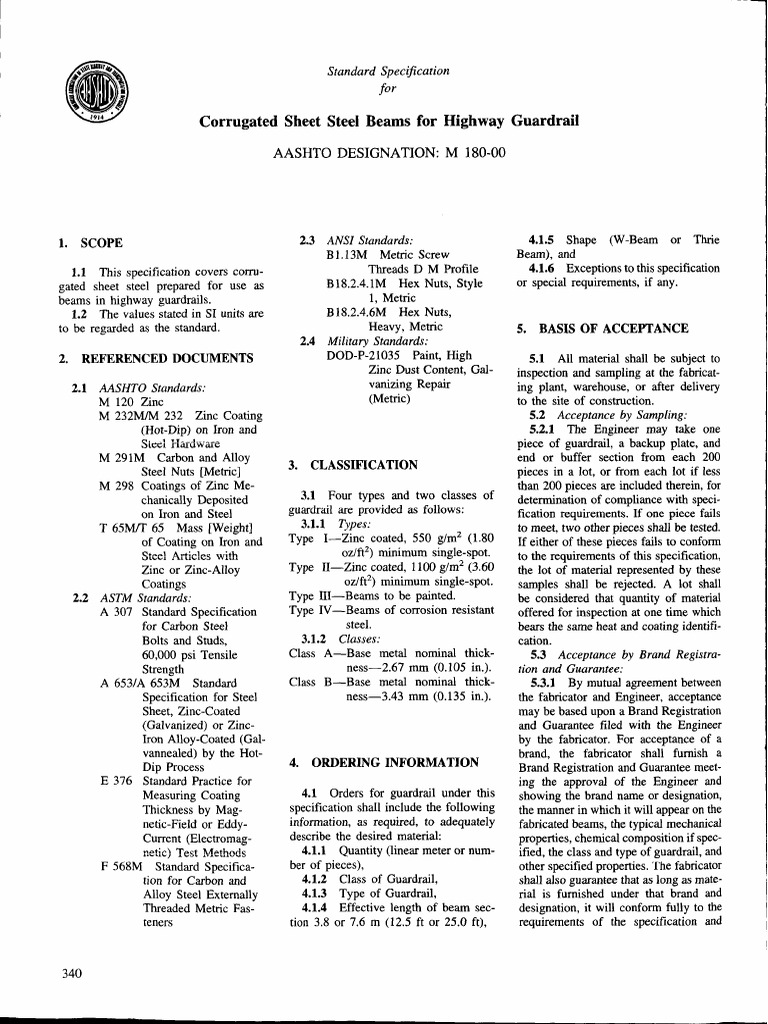 Aashto M 180 00 | PDF | Galvanization | Screw