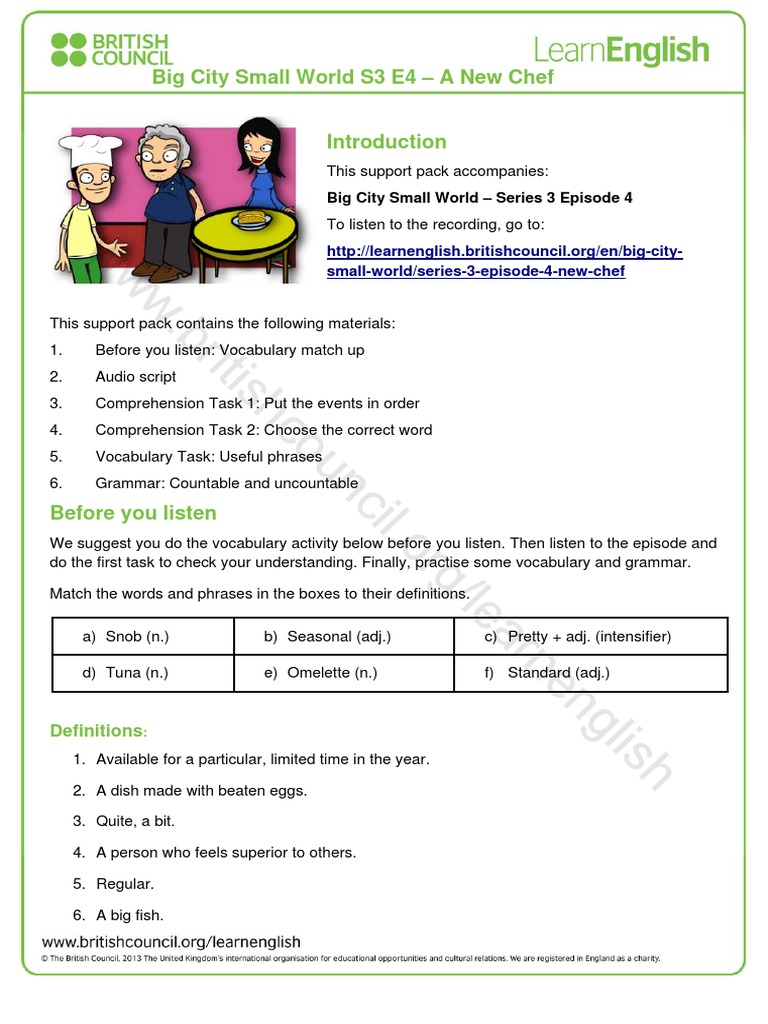BCSW - S3E4 Support Pack | PDF | Restaurant And Catering | Foods