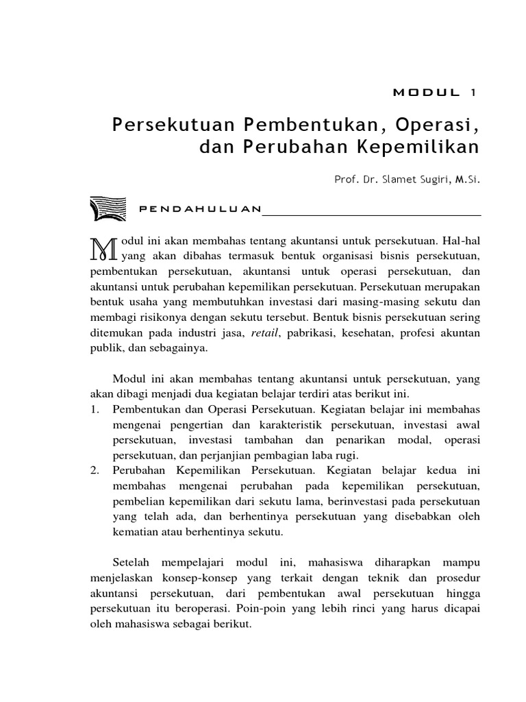 Akuntansi Persekutuan: Pembentukan & Operasi | PDF