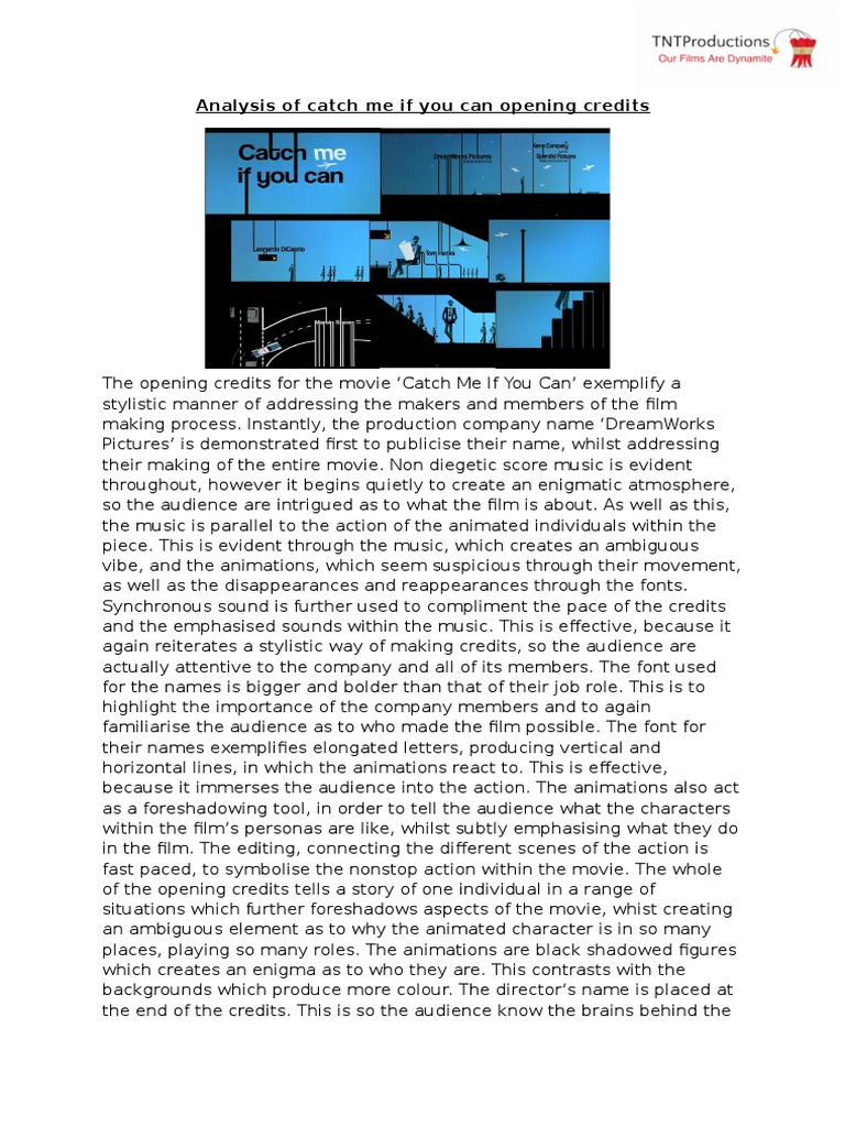 Catch Me If You Can Opening Credits Analysis | PDF