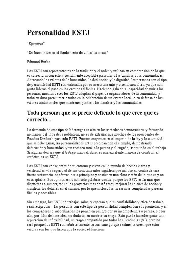 Características de la Personalidad ESTJ | PDF | Religión y creencia ...