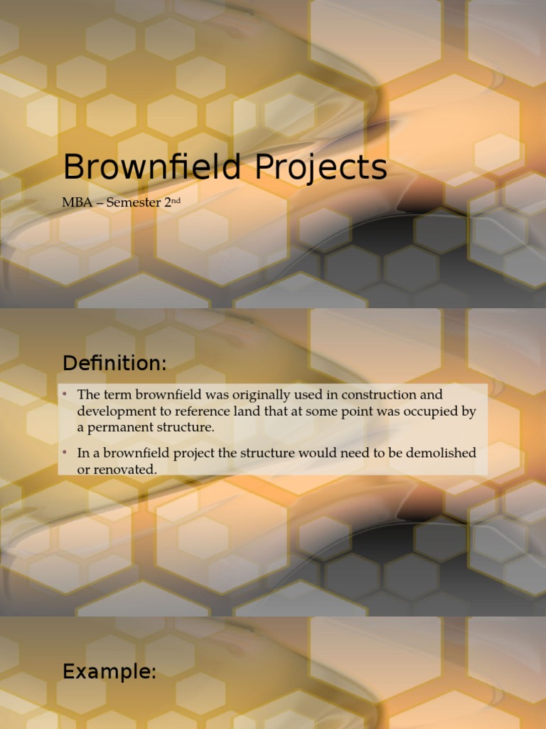 Brownfield Projects: MBA - Semester 2 | PDF