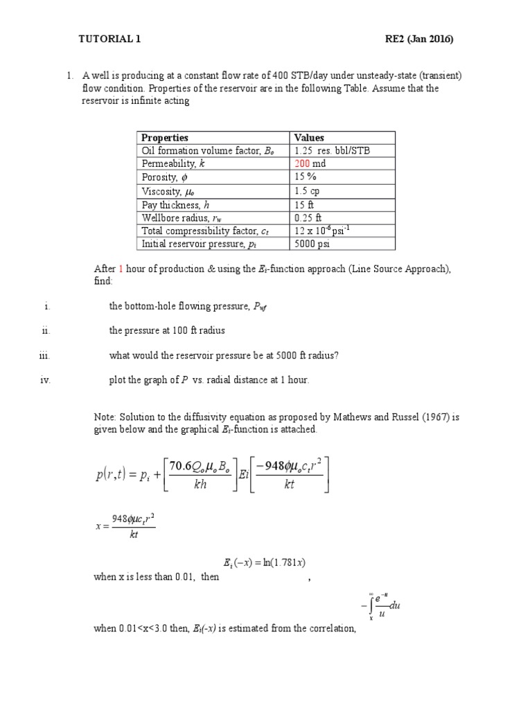 Tutorial 1 RESERVOIR ENGINEERING 2 | Permeability (Earth Sciences ...