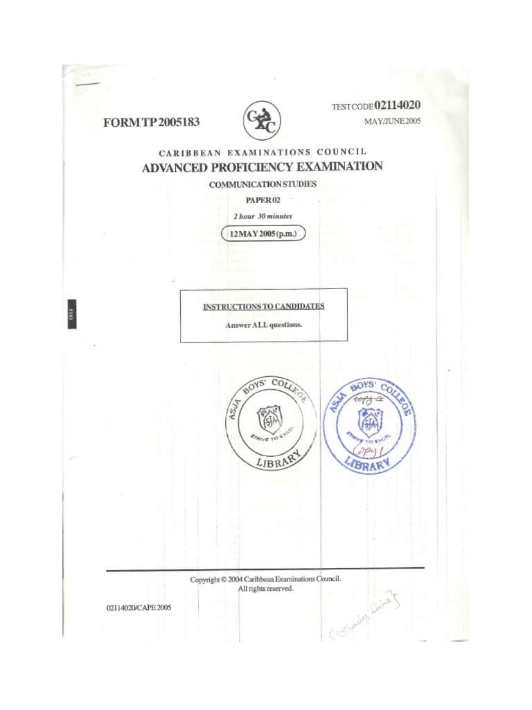 Communication Studies Paper 2 2005 | PDF