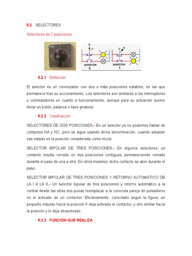 Selectores Eléctricos: 2 y 3 Posiciones | PDF
