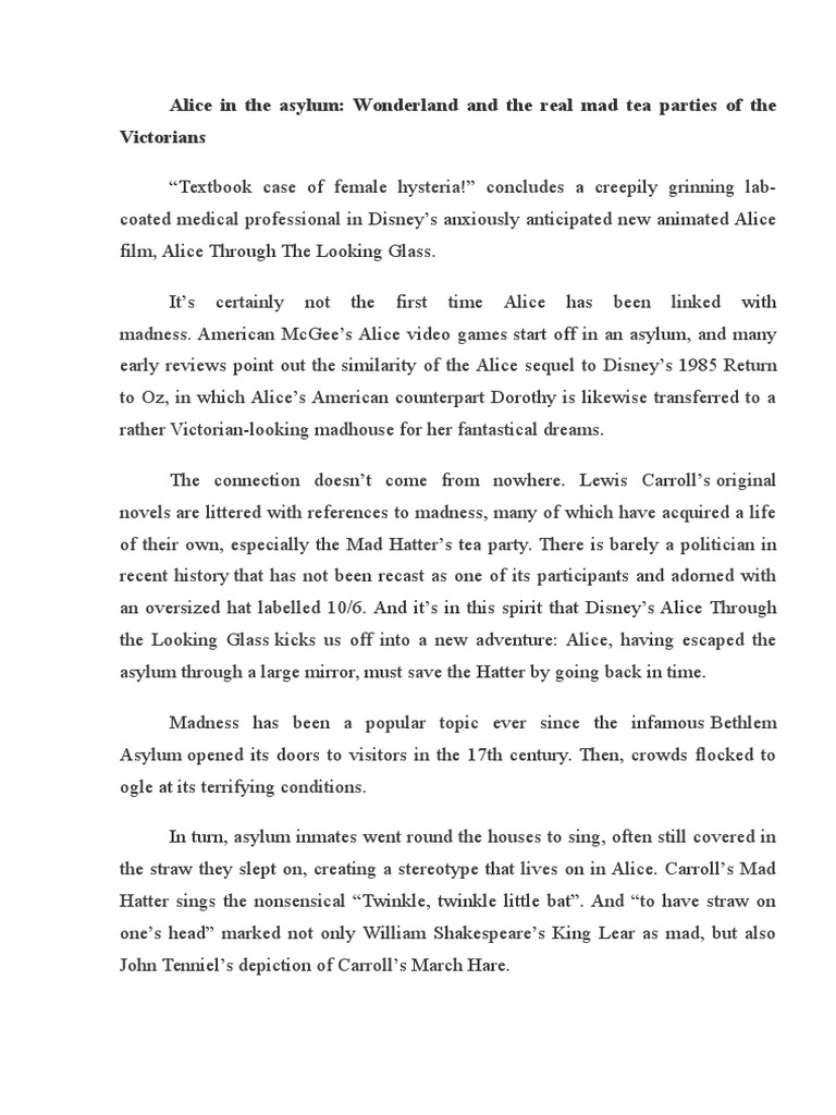 Alice in The Asylum | PDF | Alice (Alice's Adventures In Wonderland ...