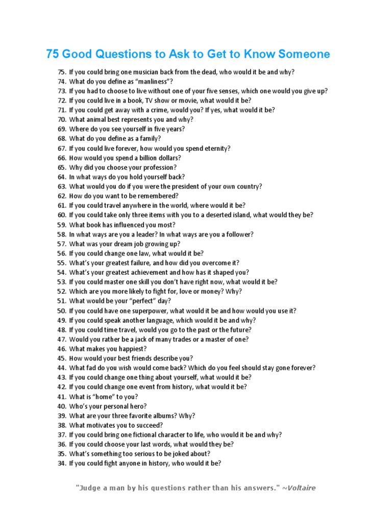 75 Good Questions To Ask + 25 Bonus Questions | PDF
