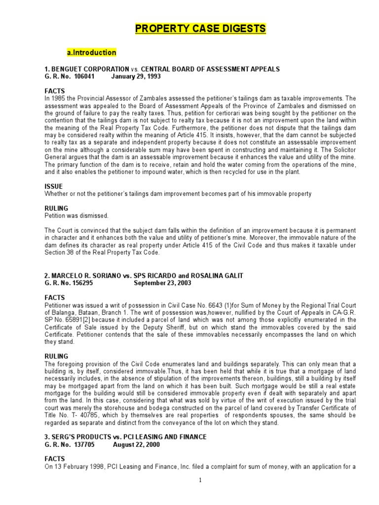 Property Case Digests | PDF | Injunction | Taxes