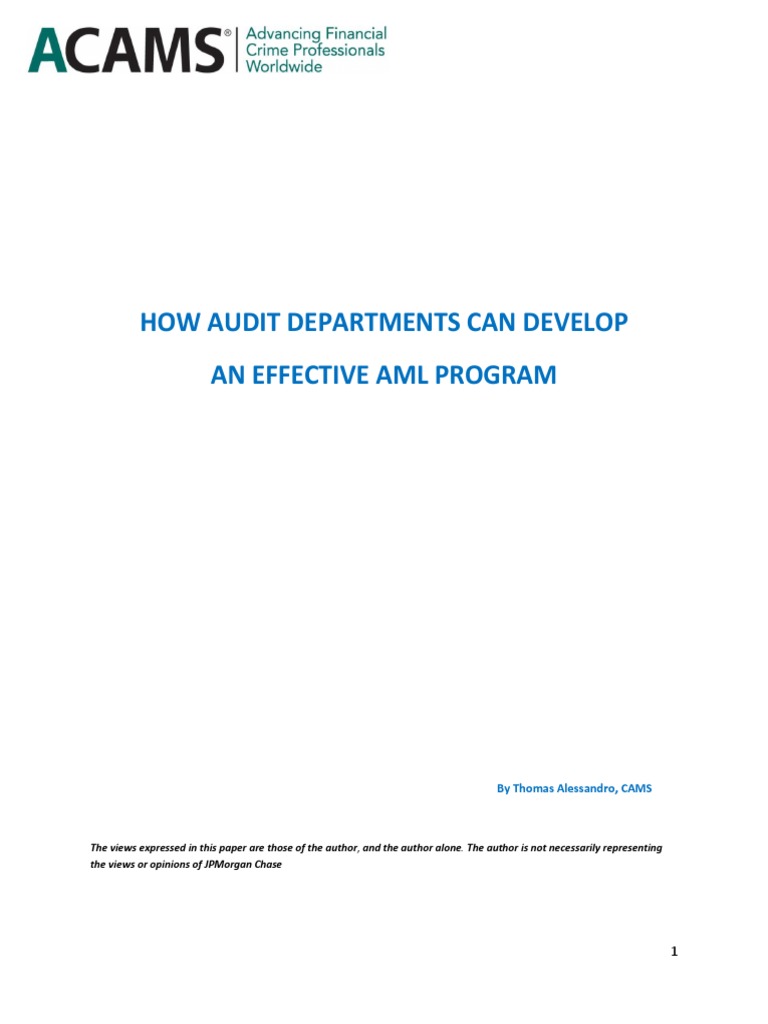 AML Audit Program Essentials | PDF | Money Laundering | Quality Assurance