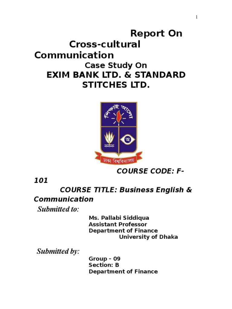 Report On Cross-Cultural Communication: Exim Bank Ltd. & Standard ...