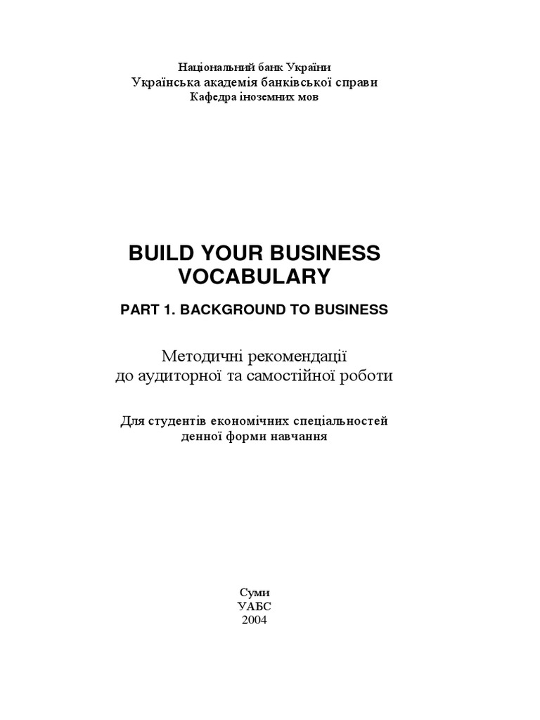 Hnapovska L. Build Your Business Vocabulary. Part 1. Background To ...