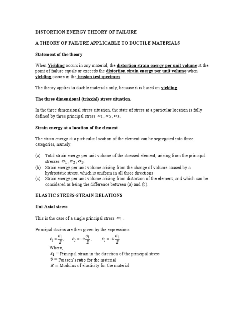 3 Distortion Energy Theory Derivation | PDF | Yield (Engineering ...