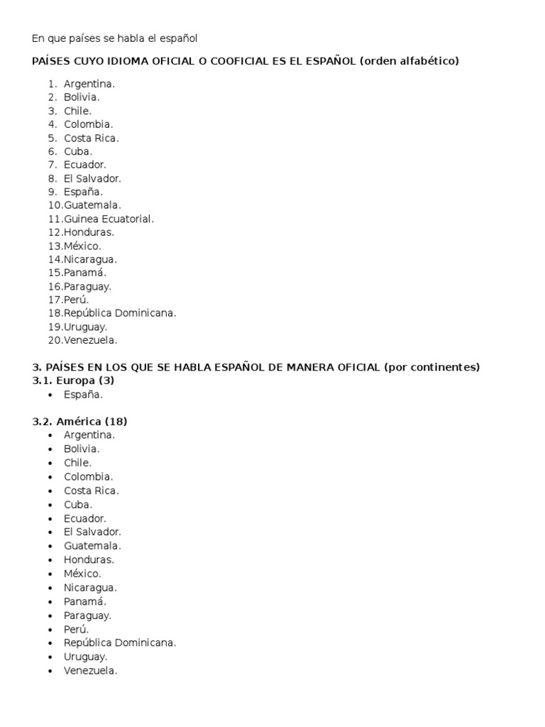 Países donde se habla español | PDF | Lengua española | Portugal