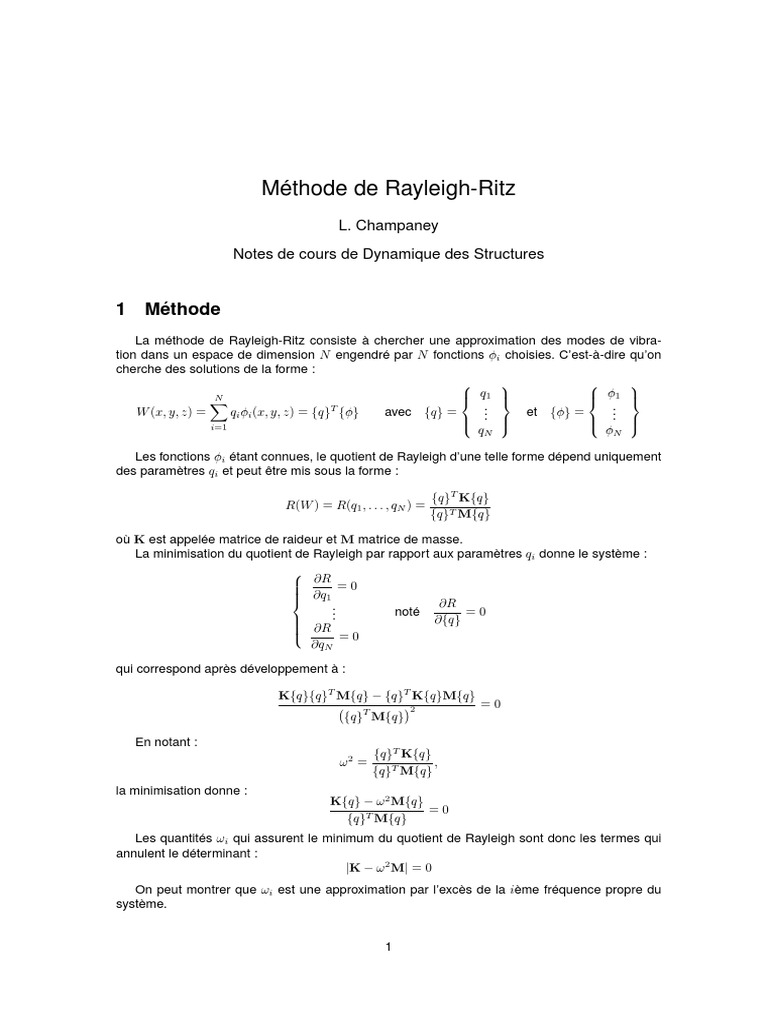 Méthode de Rayleigh-Ritz PDF | PDF