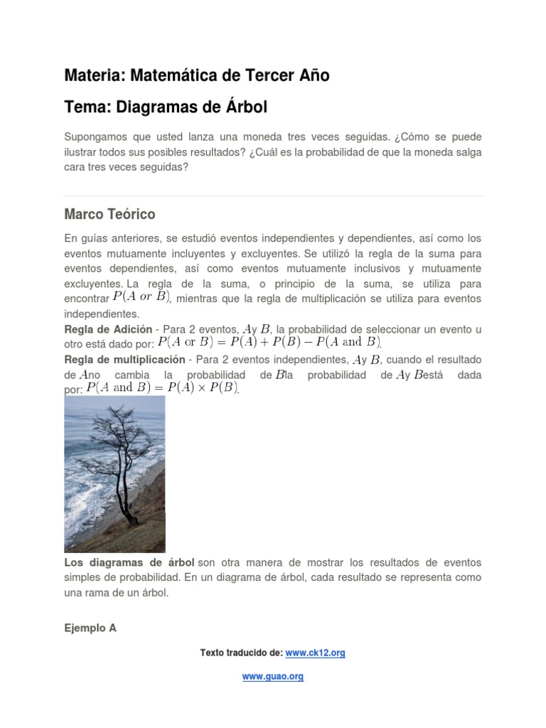 Matemática - Diagramas de Árbol | PDF | Probabilidad | Ocio
