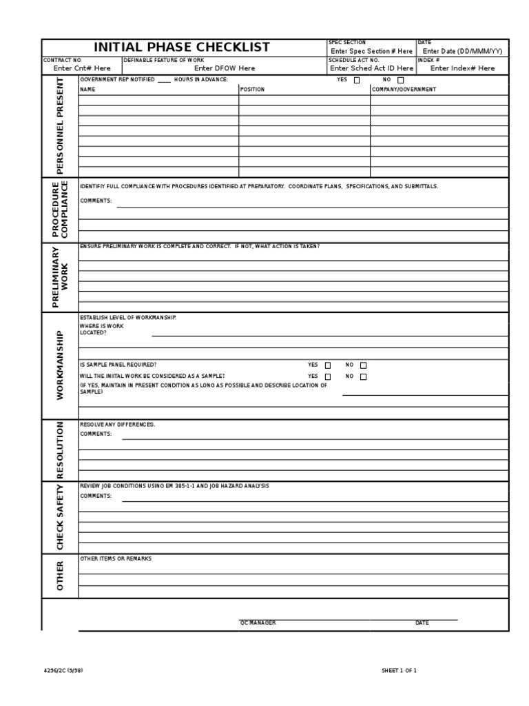 4296-2c Initial Phase Checklist | PDF | Business