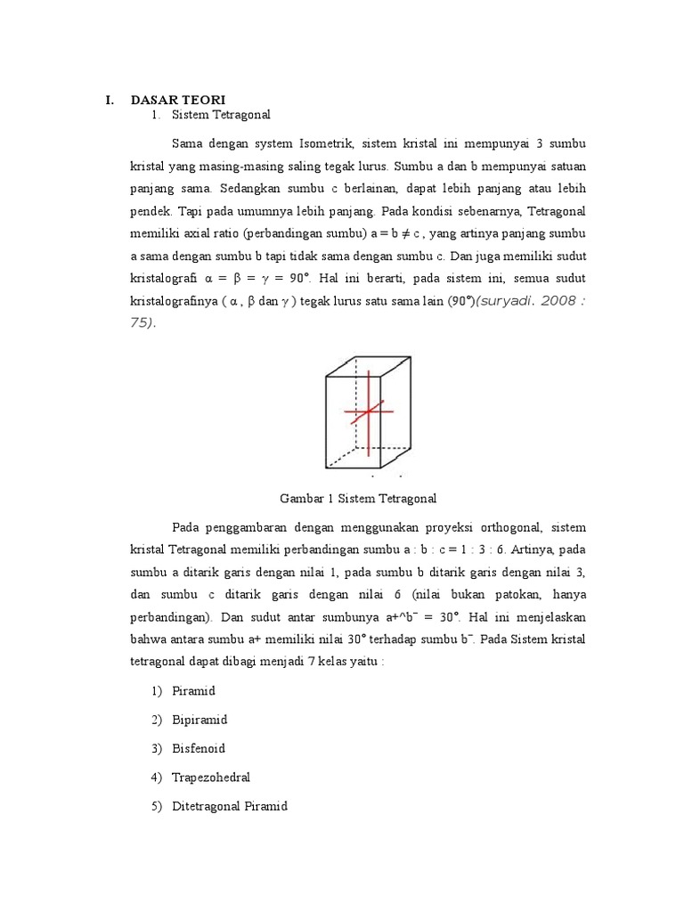 Sistem Kristal Tetragonal dan Kelasnya | PDF