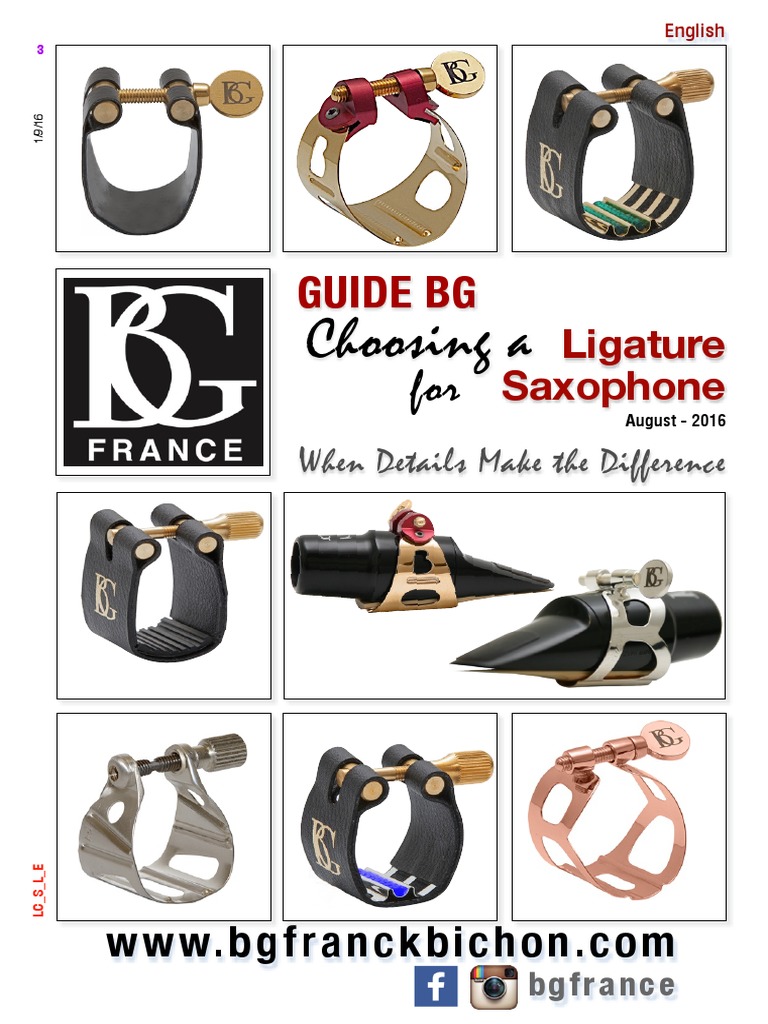 BG Saxophone Ligature Guide | PDF | Saxophone | Tenor Saxophone