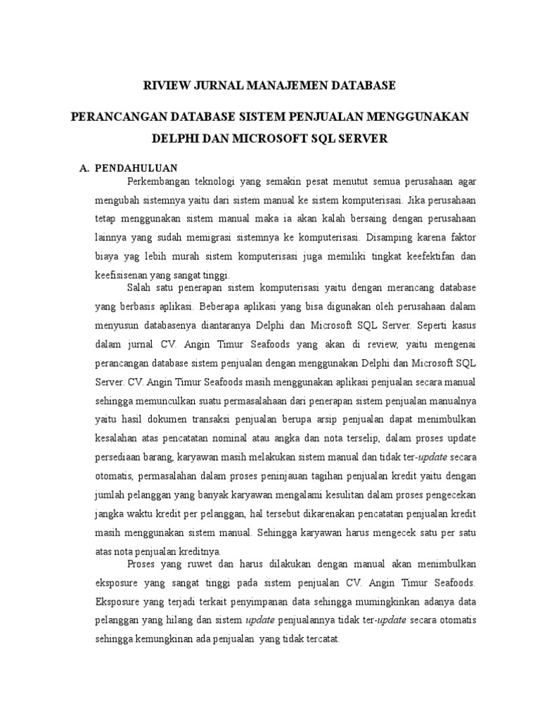 Riview Jurnal Manajemen Database | PDF