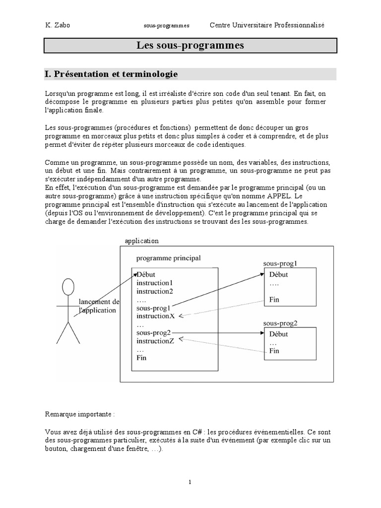 Chapitre 5 Sous Programmes | PDF | Programme informatique | Programmation