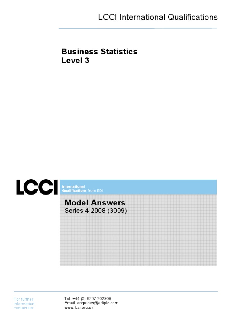 Business Statistics Level 3/series 4 2008 (3009) | PDF | Statistical ...
